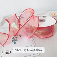 China 40mm Polyester Organza Ribbon With Satin Edge Shinny Pink Organza Ribbon for sale