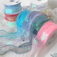 China 40mm Polyester Organza Ribbon With Satin Edge Shinny Pink Organza Ribbon for sale