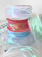 China 40mm Polyester Organza Ribbon With Satin Edge Shinny Pink Organza Ribbon for sale