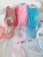 China 40mm Polyester Organza Ribbon With Satin Edge Shinny Pink Organza Ribbon for sale