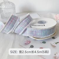 China 25mm Polyester Ribbon Lattice Plaid Ribbon Pearl Edge OEM ODM for sale