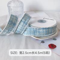China 25mm Polyester Ribbon Lattice Plaid Ribbon Pearl Edge OEM ODM for sale