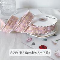 China 25mm Polyester Ribbon Lattice Plaid Ribbon Pearl Edge OEM ODM for sale