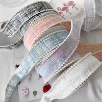 China 25mm Polyester Ribbon Lattice Plaid Ribbon Pearl Edge OEM ODM for sale