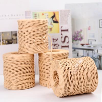 China GreatRibbon GR-00173 2mm Beige Twisted Raffia Cord - 150m Length Eco-Friendly Paper Rope for Crafts for sale