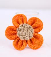 China 8cm Jute Ribbon Flowers - Orange Black Burlap DIY Decorative Accessories for Gift Wrapping for sale