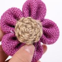China 8cm Jute Ribbon Flowers - Orange Black Burlap DIY Decorative Accessories for Gift Wrapping for sale