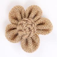 China 8cm Jute Ribbon Flowers - Orange Black Burlap DIY Decorative Accessories for Gift Wrapping for sale