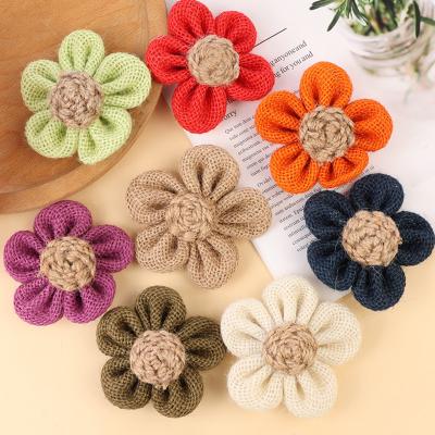 China 8cm Jute Ribbon Flowers - Orange Black Burlap DIY Decorative Accessories for Gift Wrapping for sale