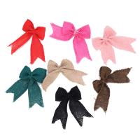 China 8cm x 11cm Jute Ribbon Bow with Green Rose Decorative Element for Gift Wrapping and Craft Projects for sale