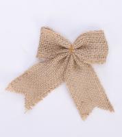 China 8cm x 11cm Jute Ribbon Bow with Green Rose Decorative Element for Gift Wrapping and Craft Projects for sale