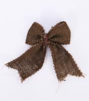 China 8cm x 11cm Jute Ribbon Bow with Green Rose Decorative Element for Gift Wrapping and Craft Projects for sale