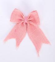 China 8cm x 11cm Jute Ribbon Bow with Green Rose Decorative Element for Gift Wrapping and Craft Projects for sale