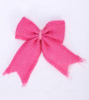 China 8cm x 11cm Jute Ribbon Bow with Green Rose Decorative Element for Gift Wrapping and Craft Projects for sale