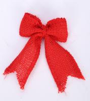 China 8cm x 11cm Jute Ribbon Bow with Green Rose Decorative Element for Gift Wrapping and Craft Projects for sale
