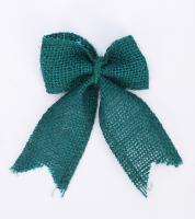 China 8cm x 11cm Jute Ribbon Bow with Green Rose Decorative Element for Gift Wrapping and Craft Projects for sale