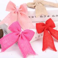 China 8cm x 11cm Jute Ribbon Bow with Green Rose Decorative Element for Gift Wrapping and Craft Projects for sale