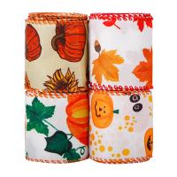 China 63mm x 30 Yard Thanksgiving Day Printed Burlap Ribbon - Customizable Cotton Craft Ribbon for Gift Packaging for sale