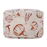 China 63mm x 30 Yard Thanksgiving Day Printed Burlap Ribbon - Customizable Cotton Craft Ribbon for Gift Packaging for sale