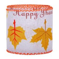 China 63mm x 30 Yard Thanksgiving Day Printed Burlap Ribbon - Customizable Cotton Craft Ribbon for Gift Packaging for sale