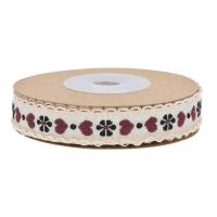 China Jacquard 12mm Floral Wired Ribbon ISO14001 Vintage Floral Ribbon for sale