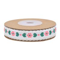 China Jacquard 12mm Floral Wired Ribbon ISO14001 Vintage Floral Ribbon for sale