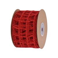 China 63mm Hollowed Green Burlap Ribbon - Wired Jute Fabric for Gift Wrapping and Crafts for sale