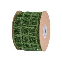 China 63mm Hollowed Green Burlap Ribbon - Wired Jute Fabric for Gift Wrapping and Crafts for sale
