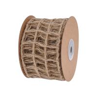 China 63mm Hollowed Green Burlap Ribbon - Wired Jute Fabric for Gift Wrapping and Crafts for sale