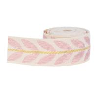 China 25mm*2y Jacquard Leaf Ribbon Eco Friendly Christmas Ribbon Wired for sale