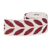 China 25mm*2y Jacquard Leaf Ribbon Eco Friendly Christmas Ribbon Wired for sale