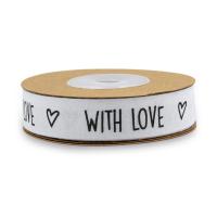 China Custom Printed Cotton Ribbon 15mm x 10m White Embossed Grosgrain for Gift Packaging and Crafts for sale