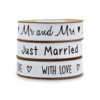 China Custom Printed Cotton Ribbon 15mm x 10m White Embossed Grosgrain for Gift Packaging and Crafts for sale
