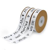 China Custom Printed Cotton Ribbon 15mm x 10m White Embossed Grosgrain for Gift Packaging and Crafts for sale