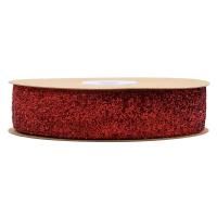 China 25mm Shinny Glitter Velvet Ribbon - Olive Green Double-Faced 10m Roll for Gift Wrapping and Crafts for sale