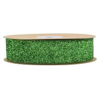 China 25mm Shinny Glitter Velvet Ribbon - Olive Green Double-Faced 10m Roll for Gift Wrapping and Crafts for sale