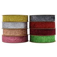 China 25mm Shinny Glitter Velvet Ribbon - Olive Green Double-Faced 10m Roll for Gift Wrapping and Crafts for sale