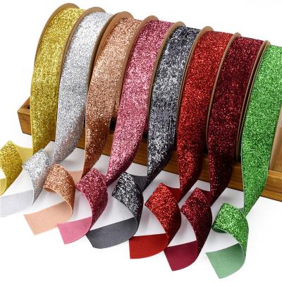 China 25mm Shinny Glitter Velvet Ribbon - Olive Green Double-Faced 10m Roll for Gift Wrapping and Crafts for sale