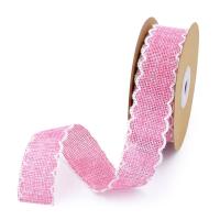 China 25mm x 10 Yard Burlap Ribbon Rolls with Weave Edge - Natural Jute Trim for Gift Wrapping and Crafts for sale
