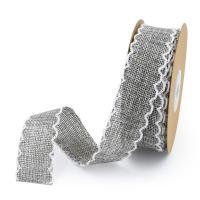 China 25mm x 10 Yard Burlap Ribbon Rolls with Weave Edge - Natural Jute Trim for Gift Wrapping and Crafts for sale
