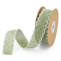 China 25mm x 10 Yard Burlap Ribbon Rolls with Weave Edge - Natural Jute Trim for Gift Wrapping and Crafts for sale