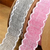 China 25mm x 10 Yard Burlap Ribbon Rolls with Weave Edge - Natural Jute Trim for Gift Wrapping and Crafts for sale