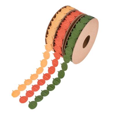 China 18mm*15y Ultrasonic Pumpkin Wired Ribbon For Halloween Decoration for sale