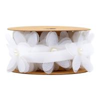 China 40mm*2m Polyester Floral Ribbon Trim OEM ODM Flower Lace Ribbon for sale
