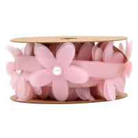 China 40mm*2m Polyester Floral Ribbon Trim OEM ODM Flower Lace Ribbon for sale