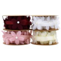 China 40mm*2m Polyester Floral Ribbon Trim OEM ODM Flower Lace Ribbon for sale