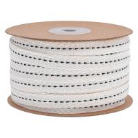 China 10mm x 50 Yard Cotton Stitched Edge Ribbon - ISO9001 Certified for Bags and Luggage Handles for sale