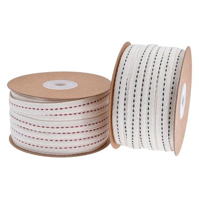 China 10mm x 50 Yard Cotton Stitched Edge Ribbon - ISO9001 Certified for Bags and Luggage Handles for sale