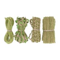 China Leaf Dark Green Burlap Jute Wired Ribbon 2mm-15mm Width x 10 Yards for Gift Wrapping and Crafts for sale