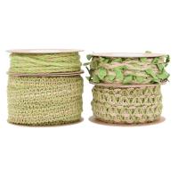 China Leaf Dark Green Burlap Jute Wired Ribbon 2mm-15mm Width x 10 Yards for Gift Wrapping and Crafts for sale